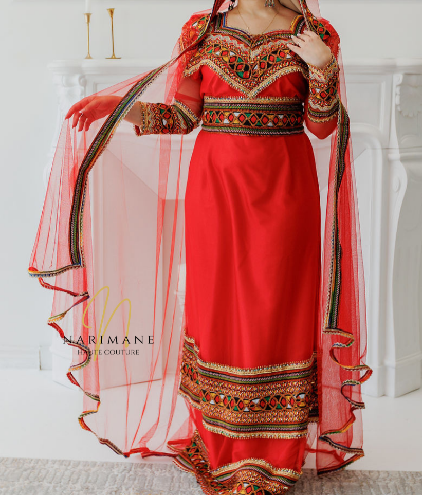 ROBE KABYLE ROUGE – Narimane Haute Couture